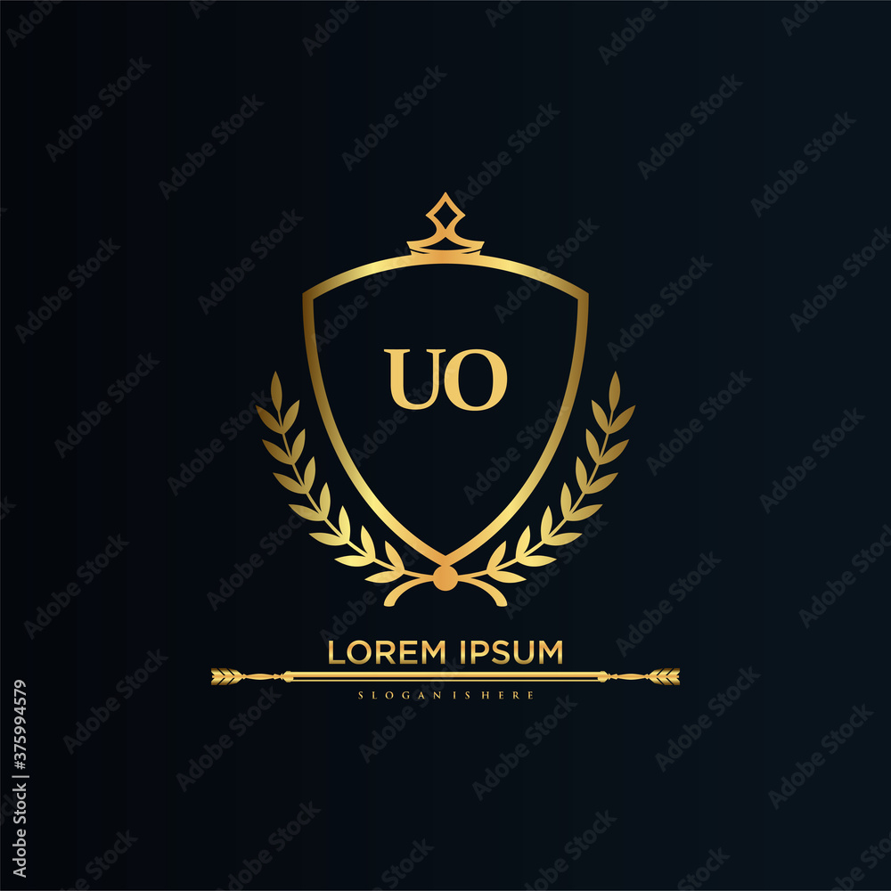 UO Letter Initial with Royal Template.elegant with crown logo vector ...