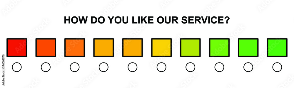 Vector feedback survey template. Ten scale of colorful from rage to ...