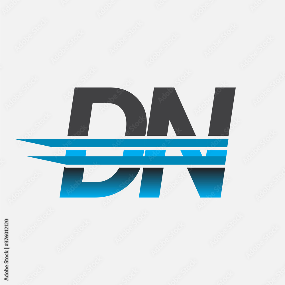 initial logo DN company name colored black and blue, Simple and Modern ...