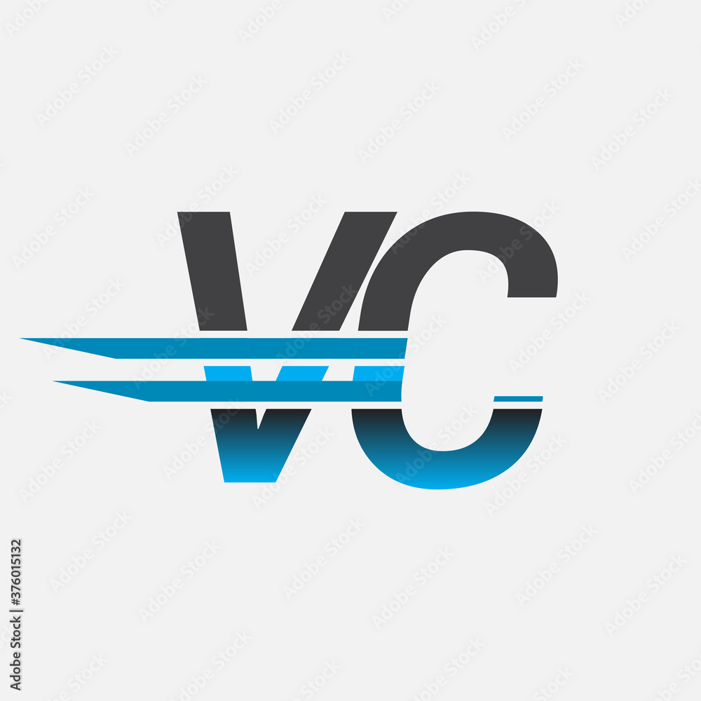 initial logo VC company name colored black and blue, Simple and Modern ...