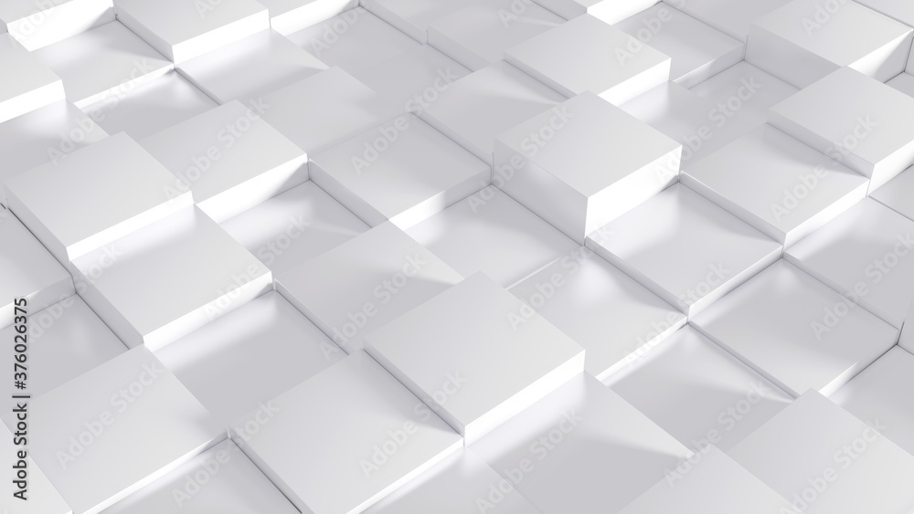 Abstract black and white cube background. 3D illustration. Shadows from ...