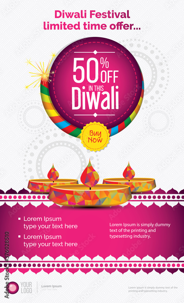 Diwali Festival Offer Poster Design Background Template Vector ...