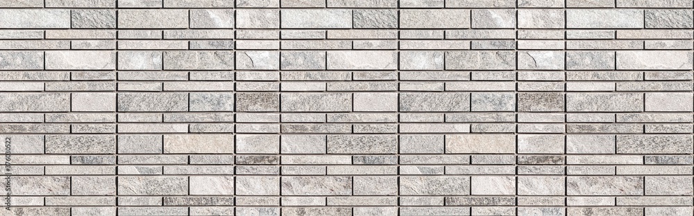 Panorama of White pattern of black stone cladding wall tile texture and ...