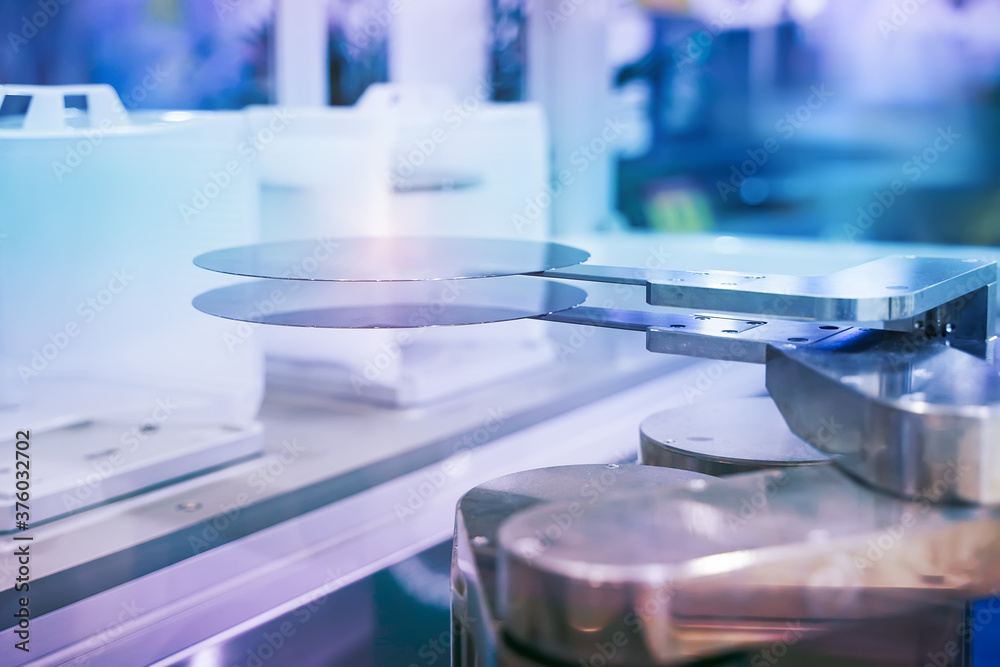 Silicon Wafers And Microcircuits With Automation System Control Application On Automate Robot