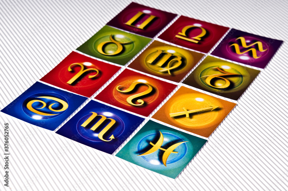 zodiac signs symbols in colorful cards in elements group like astrology ...