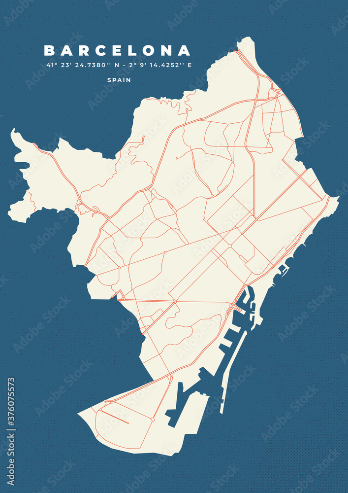 Barcelona city map vector poster Stock Vector | Adobe Stock