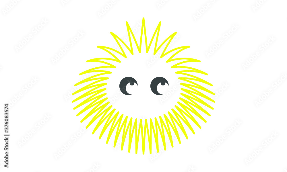 sun with eyes icon on white background, vector graphics Stock Vector ...