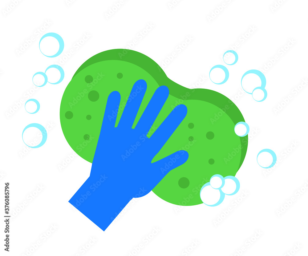 Hand and sponge on a white background. Symbol. Vector illustration ...