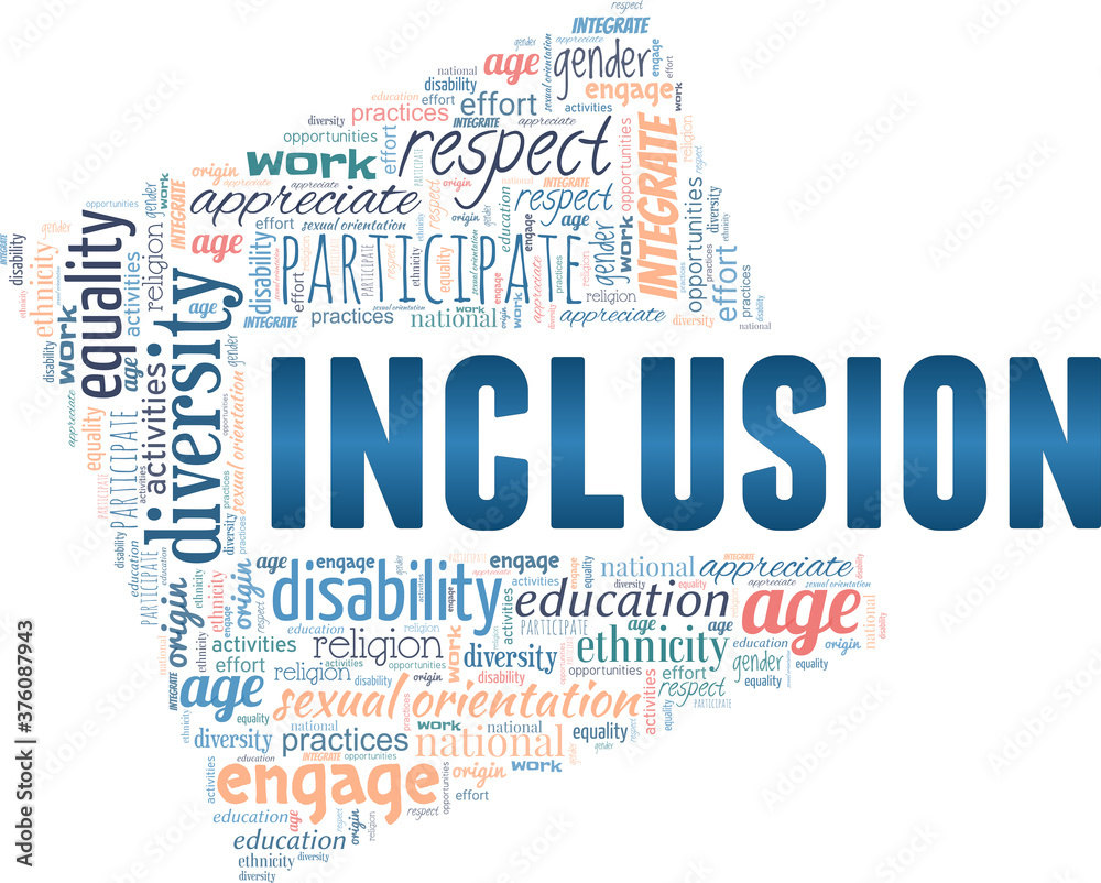Inclusion vector illustration word cloud isolated on a white background ...