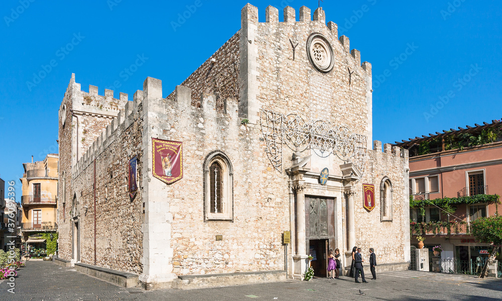 TAORMINA, ITALY - JULY 2, 2011: Duomo Catherdal in Taormina city in ...
