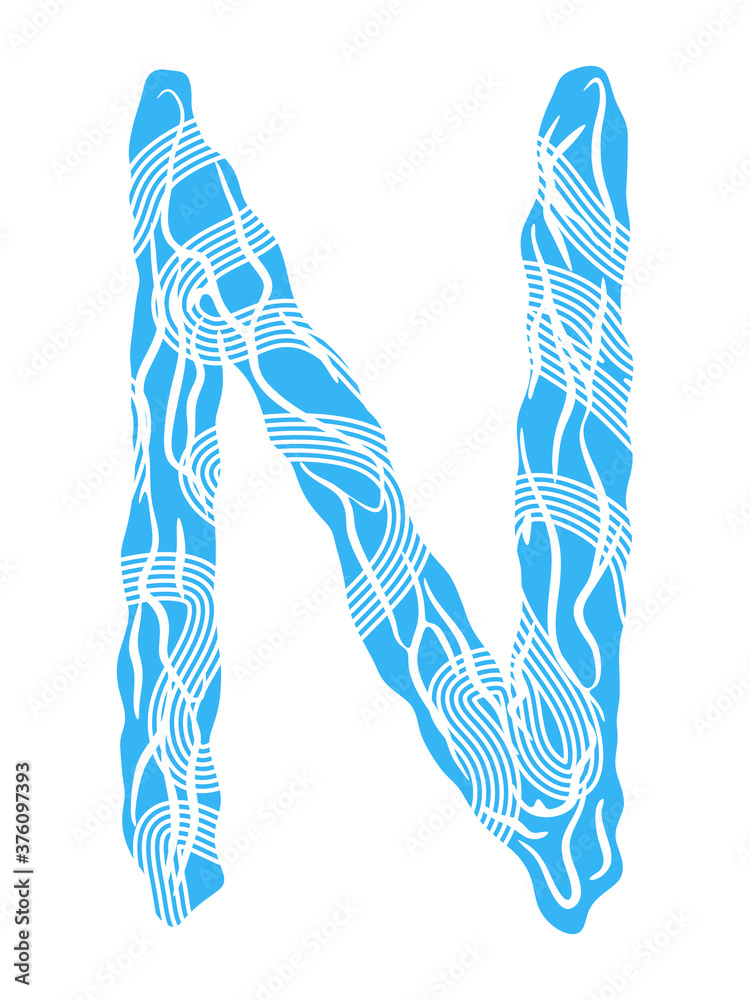 Blue decorative font isolated on white background.Uppercase vector ...