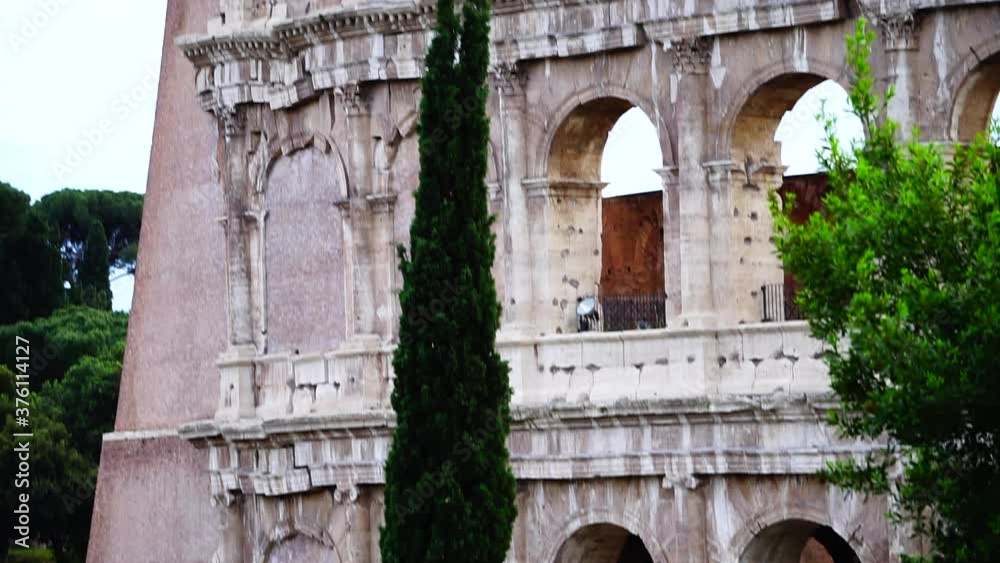 Rome, Italy - May 17, 2019: External facade in detail of the Colosseum ...