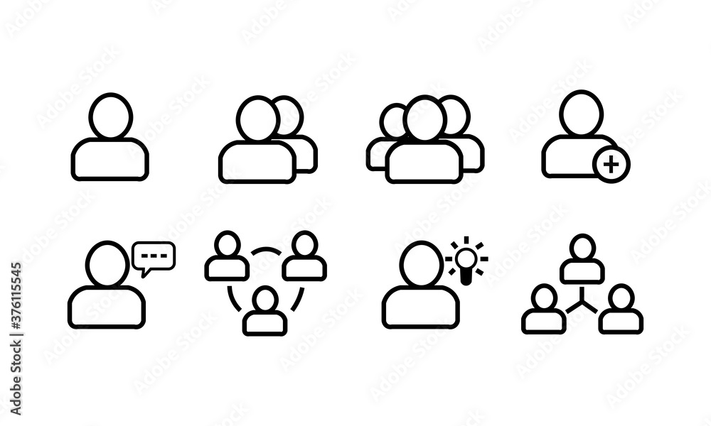 Set user icons and their connection. finance charts. Vector ...
