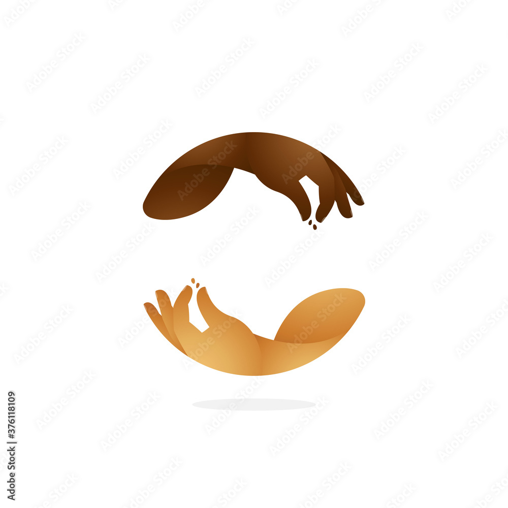 Black lives matter hands in a circle logo. Black and white hands icon ...