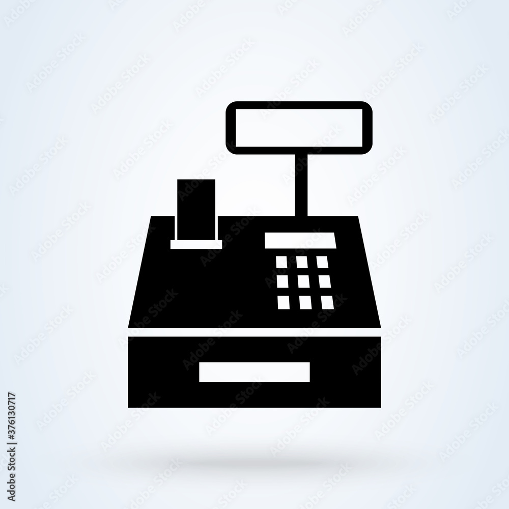 CashBox and check icon. security set point of sale cash box. vector ...