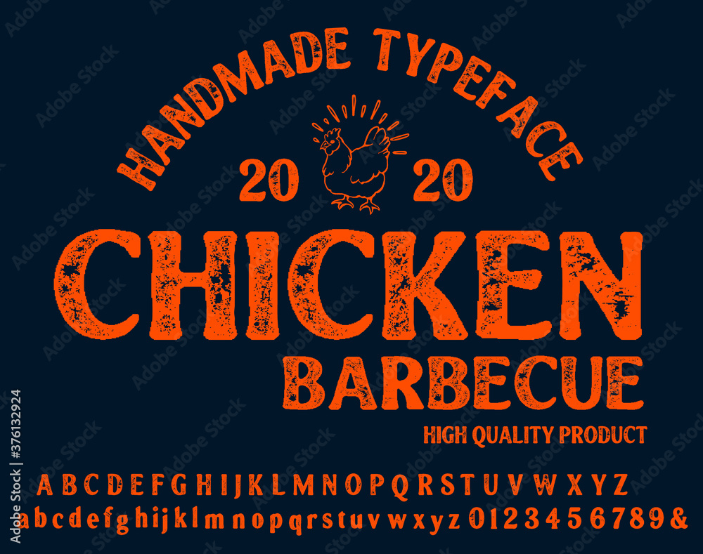 Hand drawn vintage retro font. Outdoor advertising of American Chicken ...