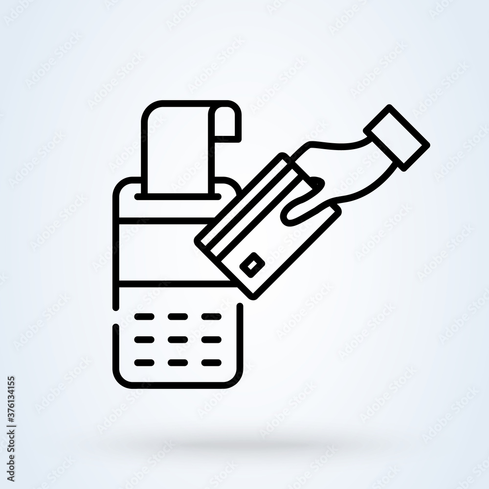 payment merchant hand credit card flat illustration payment edc ...