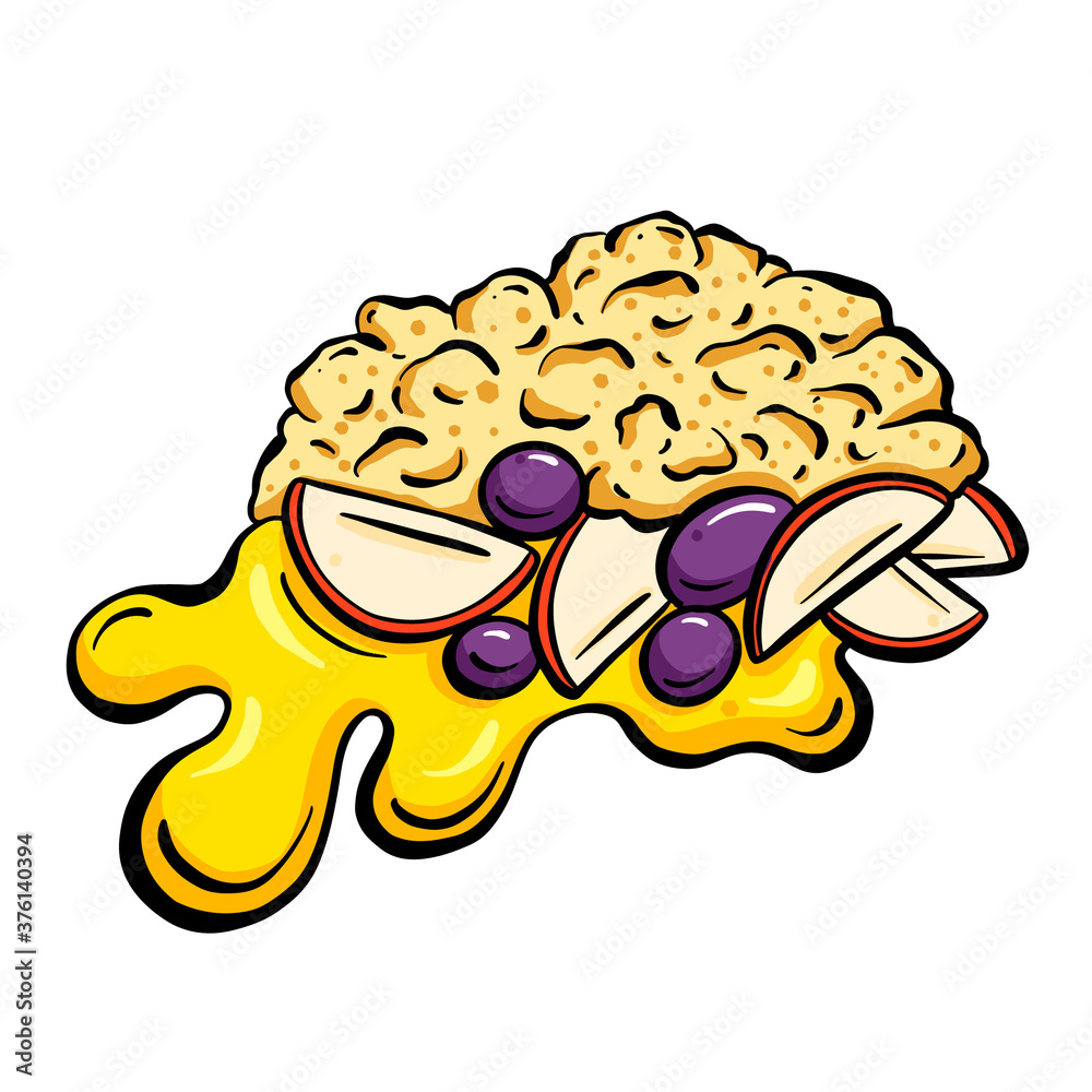 Cartoon Apple Crumble And Custard Vector Design Stock Vector | Adobe Stock