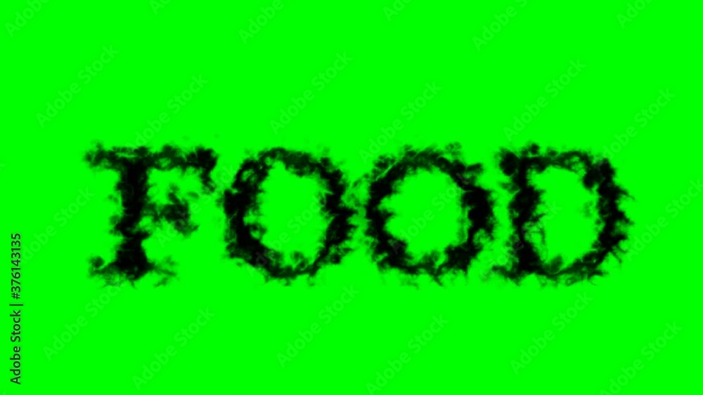 Food smoke text effect green isolated background. animated text effect ...