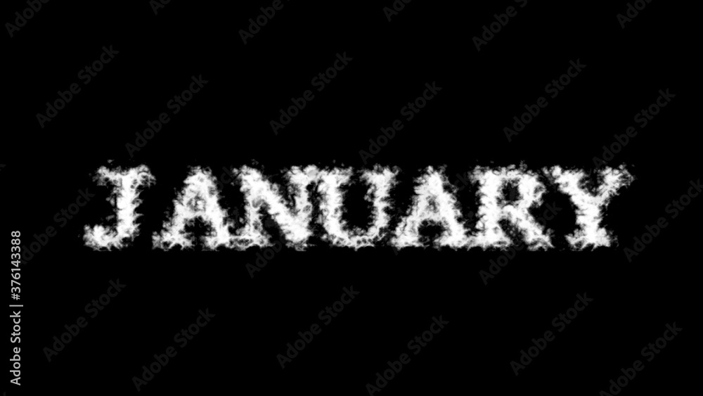 January cloud text effect black isolated background. animated text ...