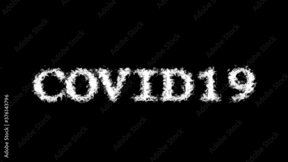 Covid19 cloud text effect black isolated background. animated text effect with high visual ...