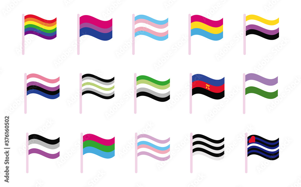 bundle of genders flags of sexual orientation multy style icons Stock ...