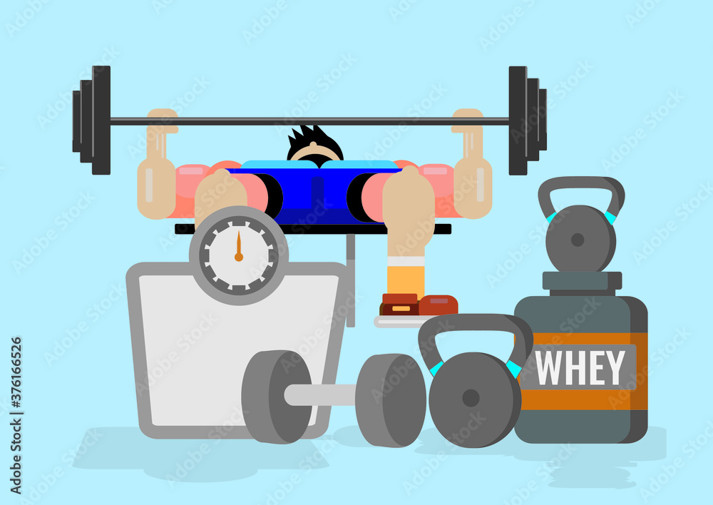 Sport and fitness bodybuilder with whey protein nutrition.Vector ...