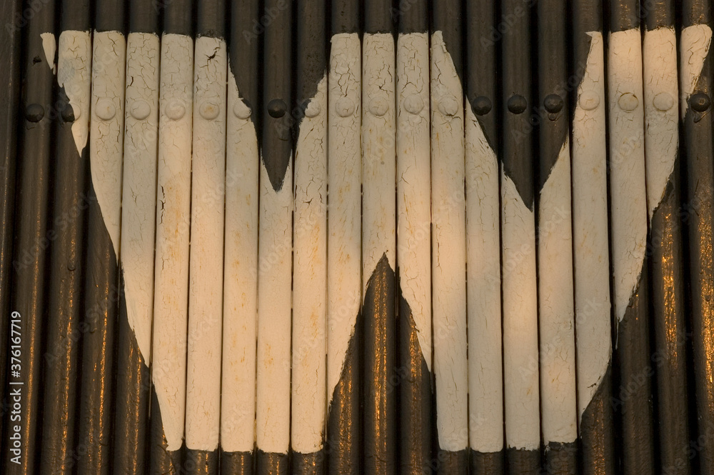 Old, faded, worn and used letters, alpha numeric set character that ...