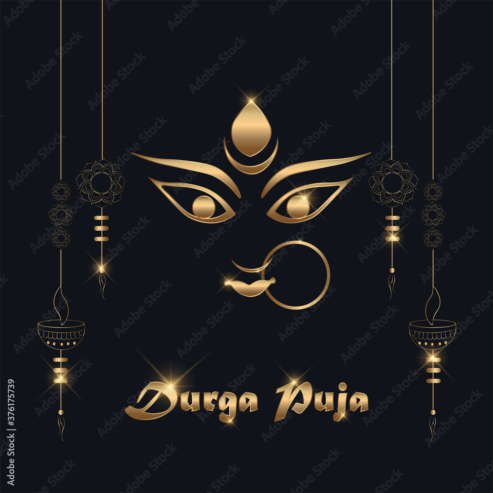 Innovative abstract golden style Maa Durga design illustration.-Durga ...
