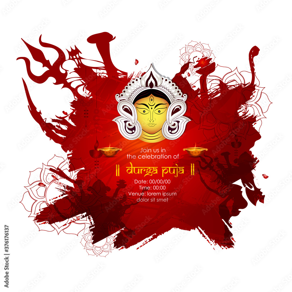 Innovative abstract golden style Maa Durga design illustration.-Durga ...