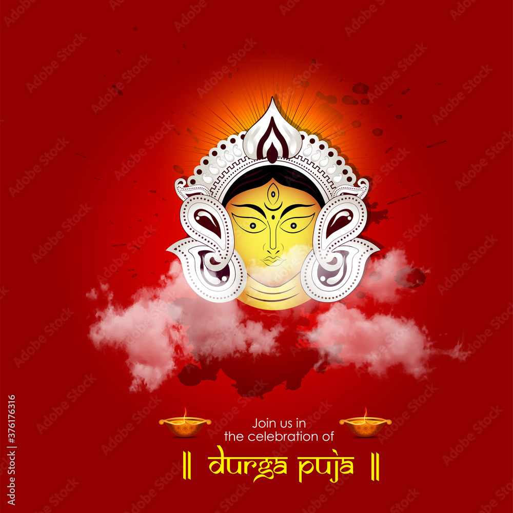 Innovative abstract golden style Maa Durga design illustration.-Durga ...