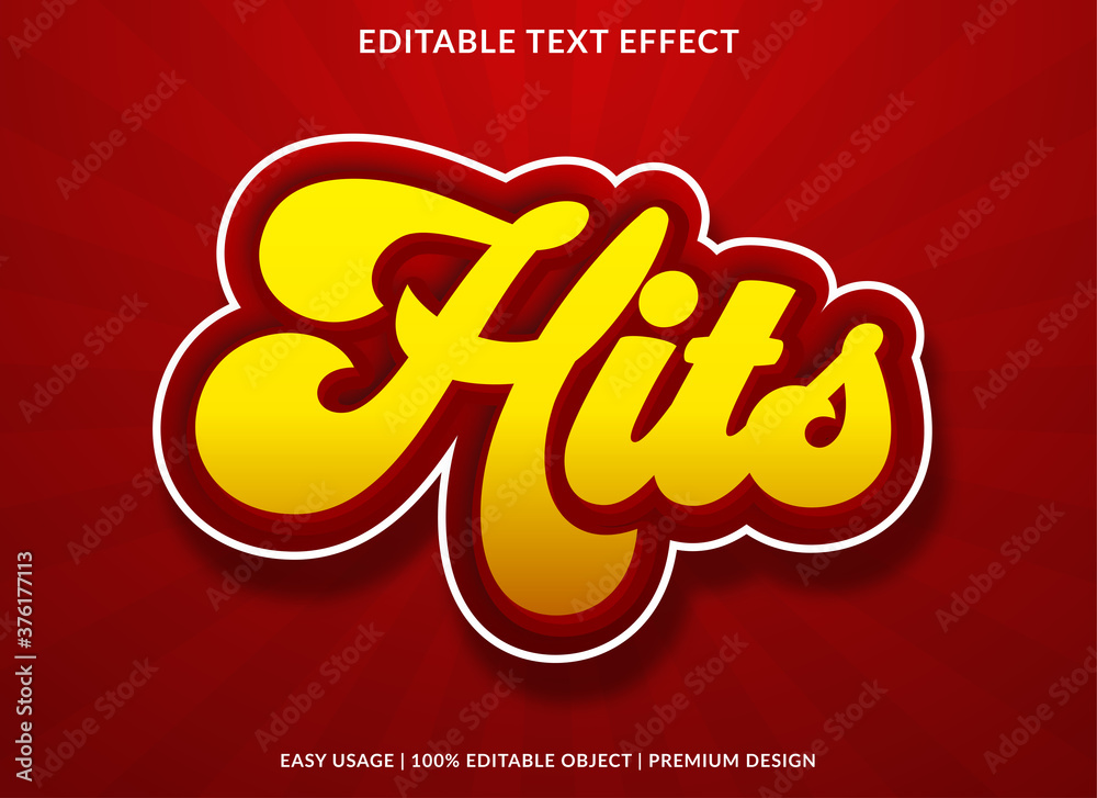 Vetor de hits text effect template design with bold font style and ...