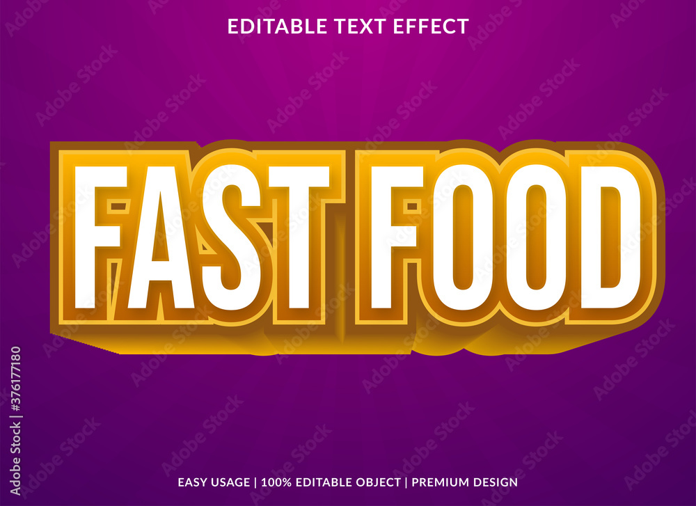 Vetor de fast food text effect template design with bold font style and ...