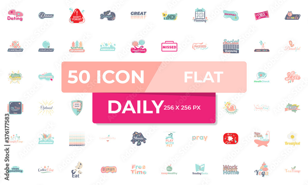Minimalist Daily icon, symbol templates collection set of vector for ...