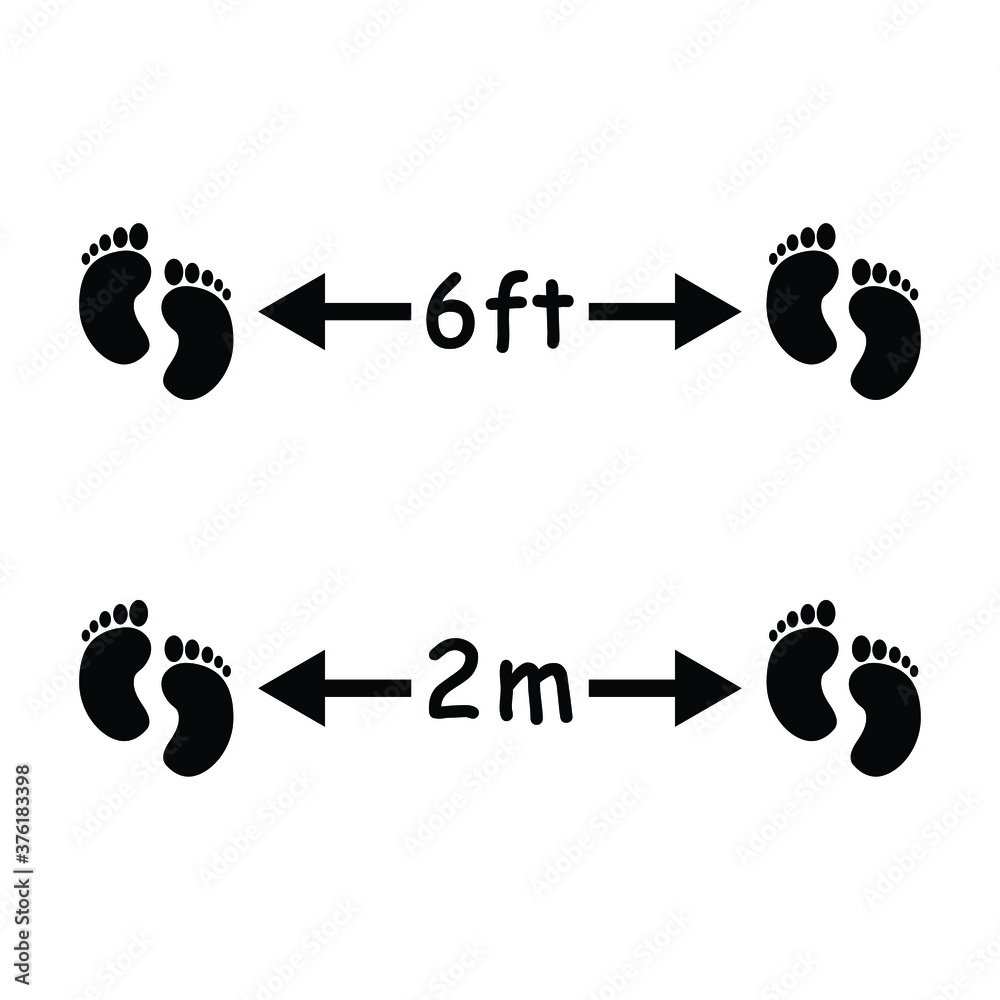 Social Distancing 6 Ft And 2m Footprints Feet Icon Black And White social-distancing-6-ft-and-2m-footprints-feet-icon-black-and-white
