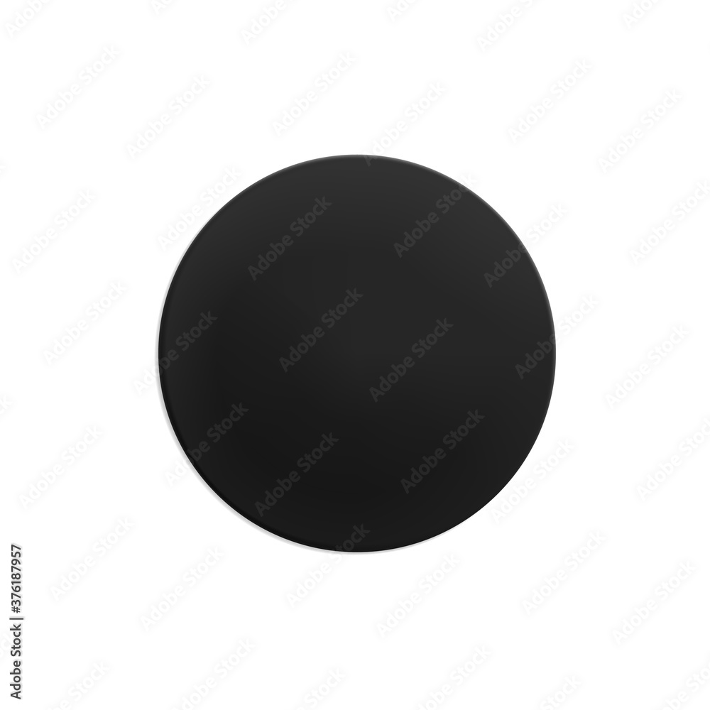 Black glued round sticker mockup. Adhesive black paper or plastic ...
