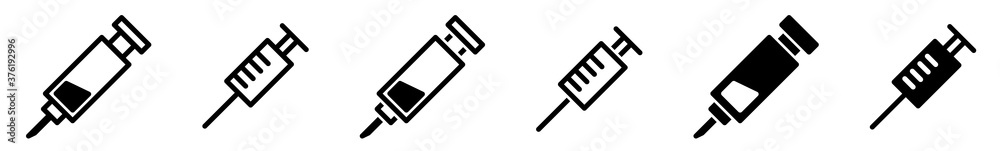 Syringe Injection Icon Black | Syringes Illustration | Needle Symbol ...