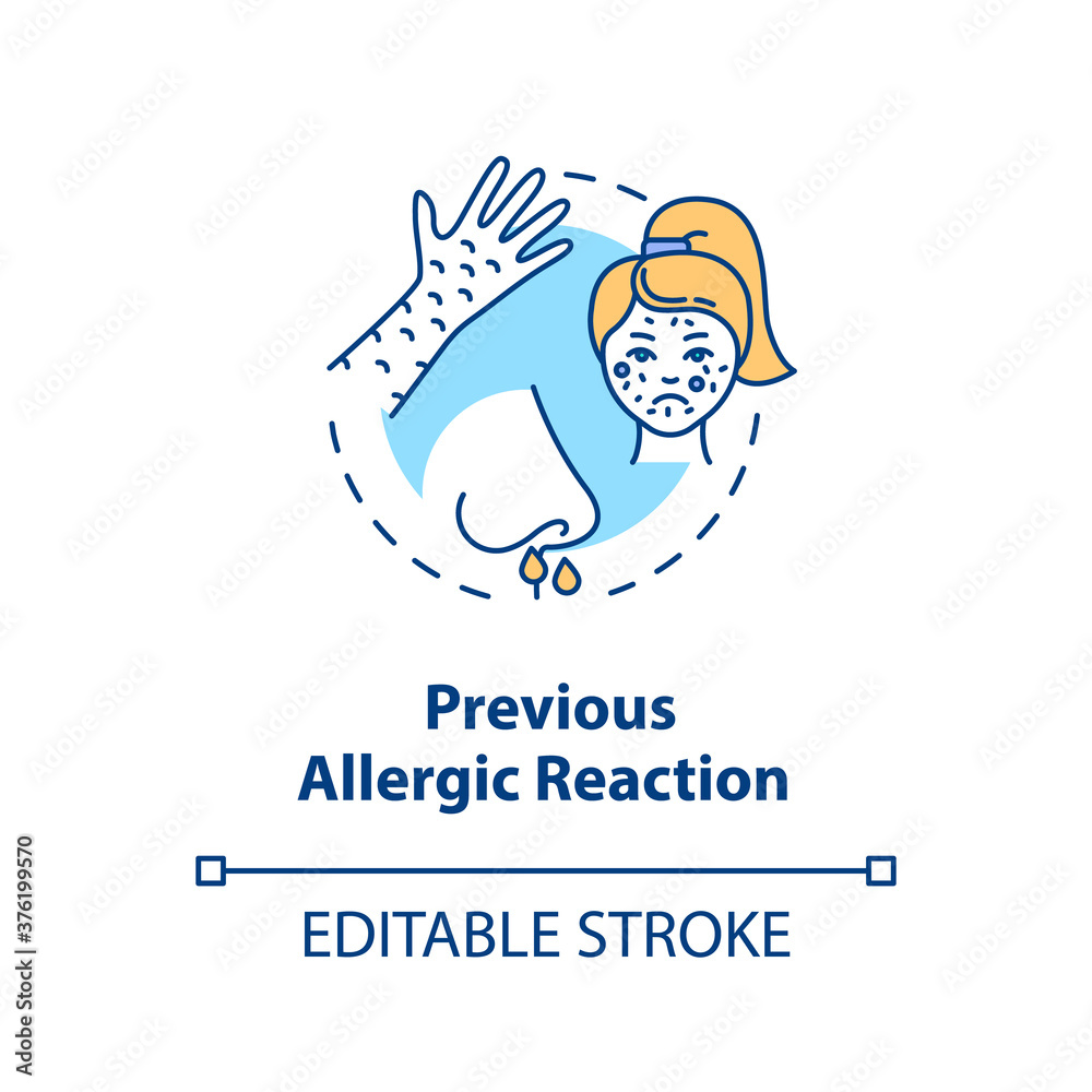 Previous allergic reactions concept icon. Vaccination contraindications ...