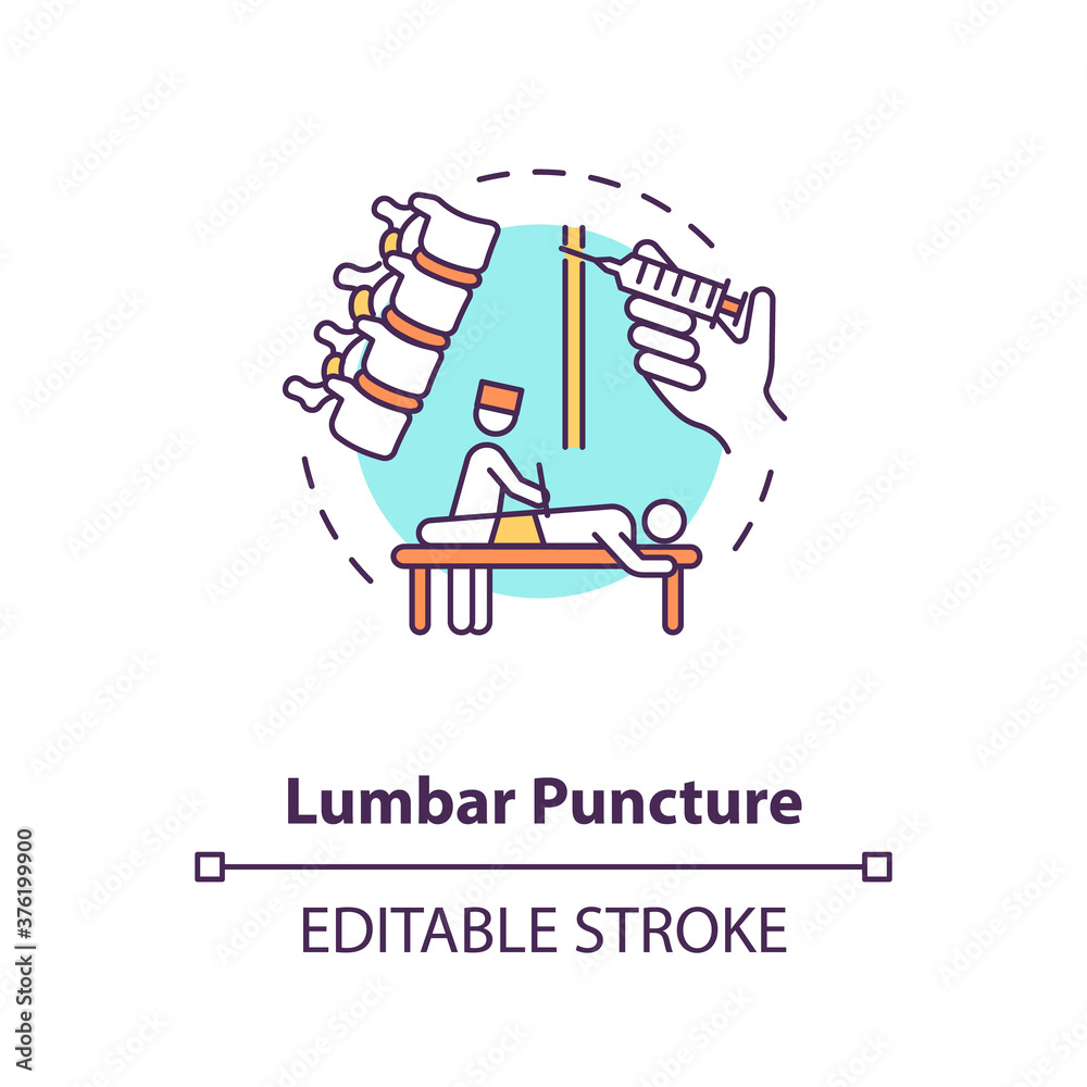 Lumbar puncture concept icon. Central nervous system diseases ...