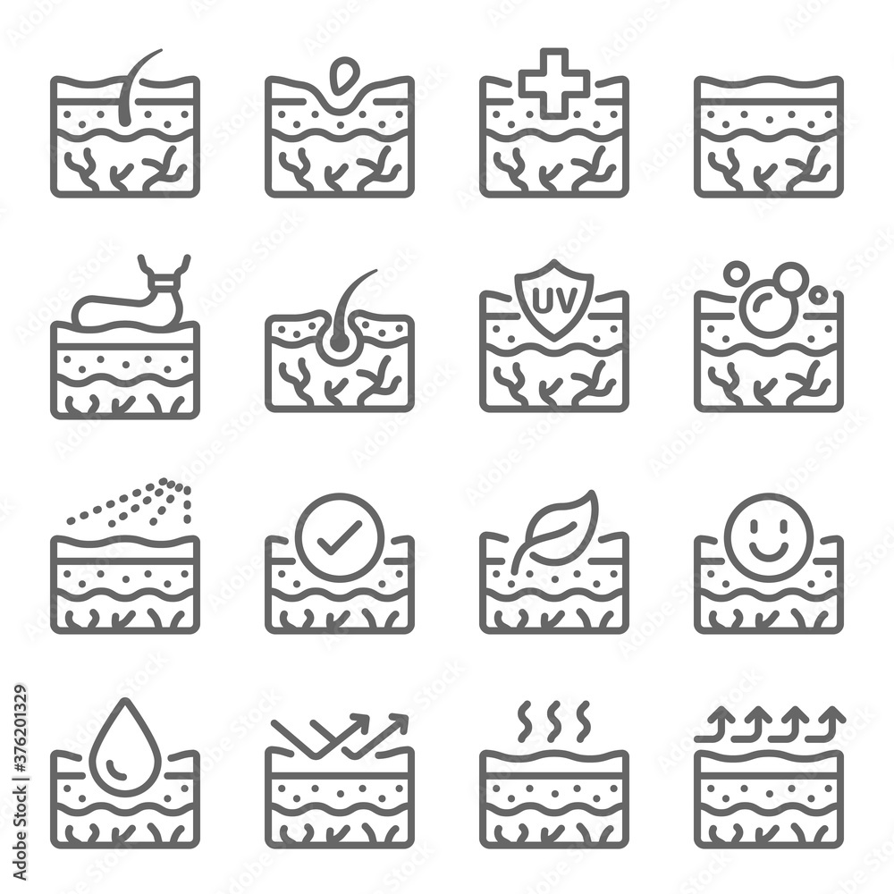 Skin dermatology icon illustration vector set. Contains such icon as ...