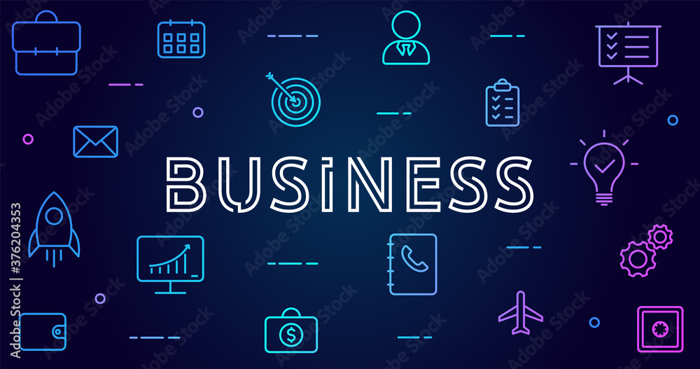 Business 4k vector background. Business background with line icons and ...