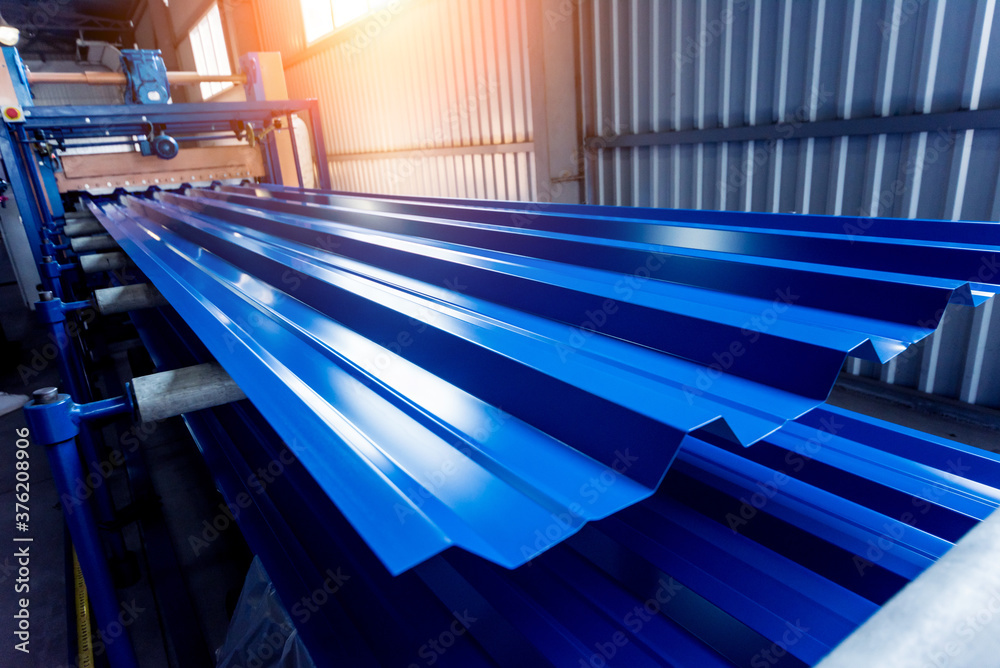 Metal sheet forming machine at the modern metalwork factory. Stock ...