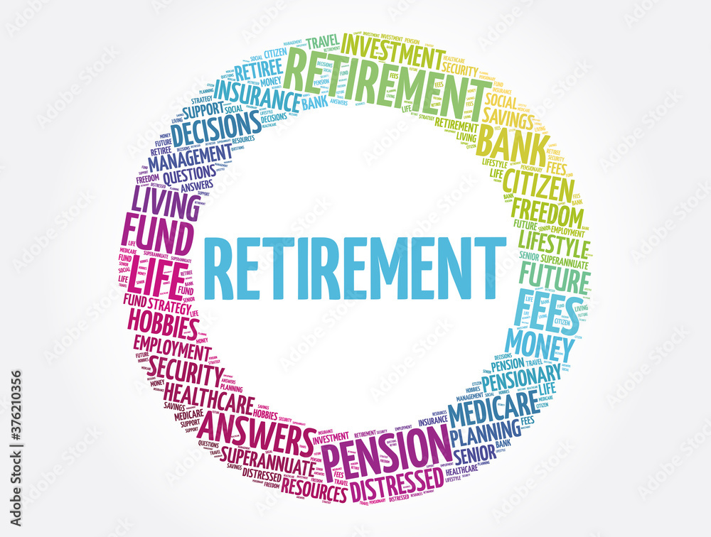 Retirement circle word cloud collage, concept background Stock Vector ...