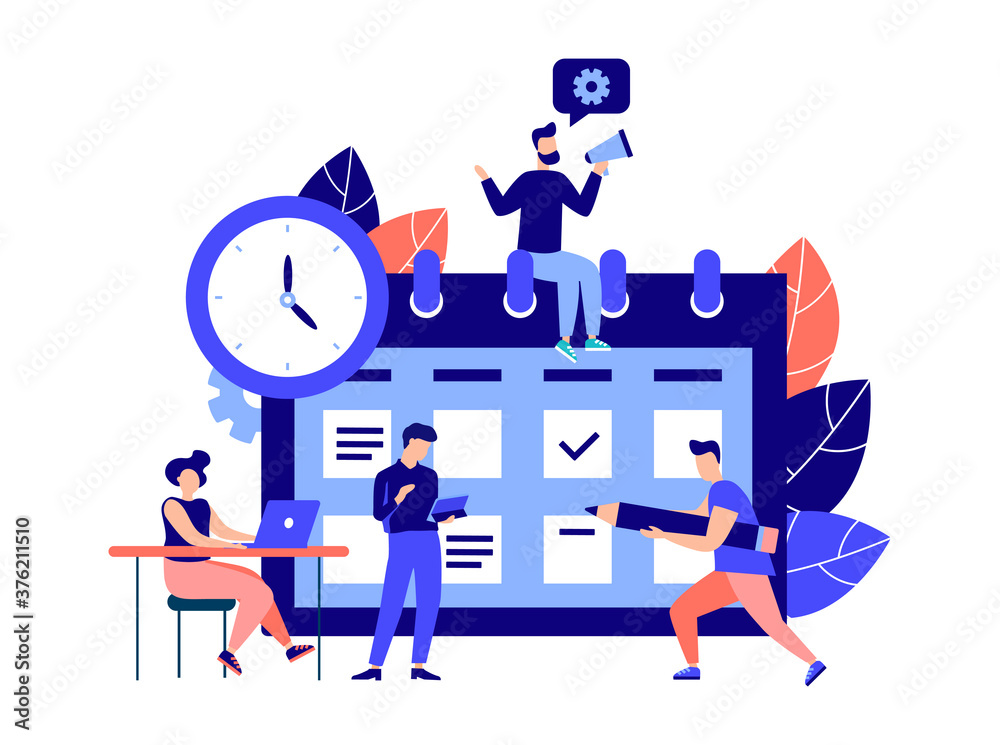 People make a schedule on the calendar. Development of schedules of ...