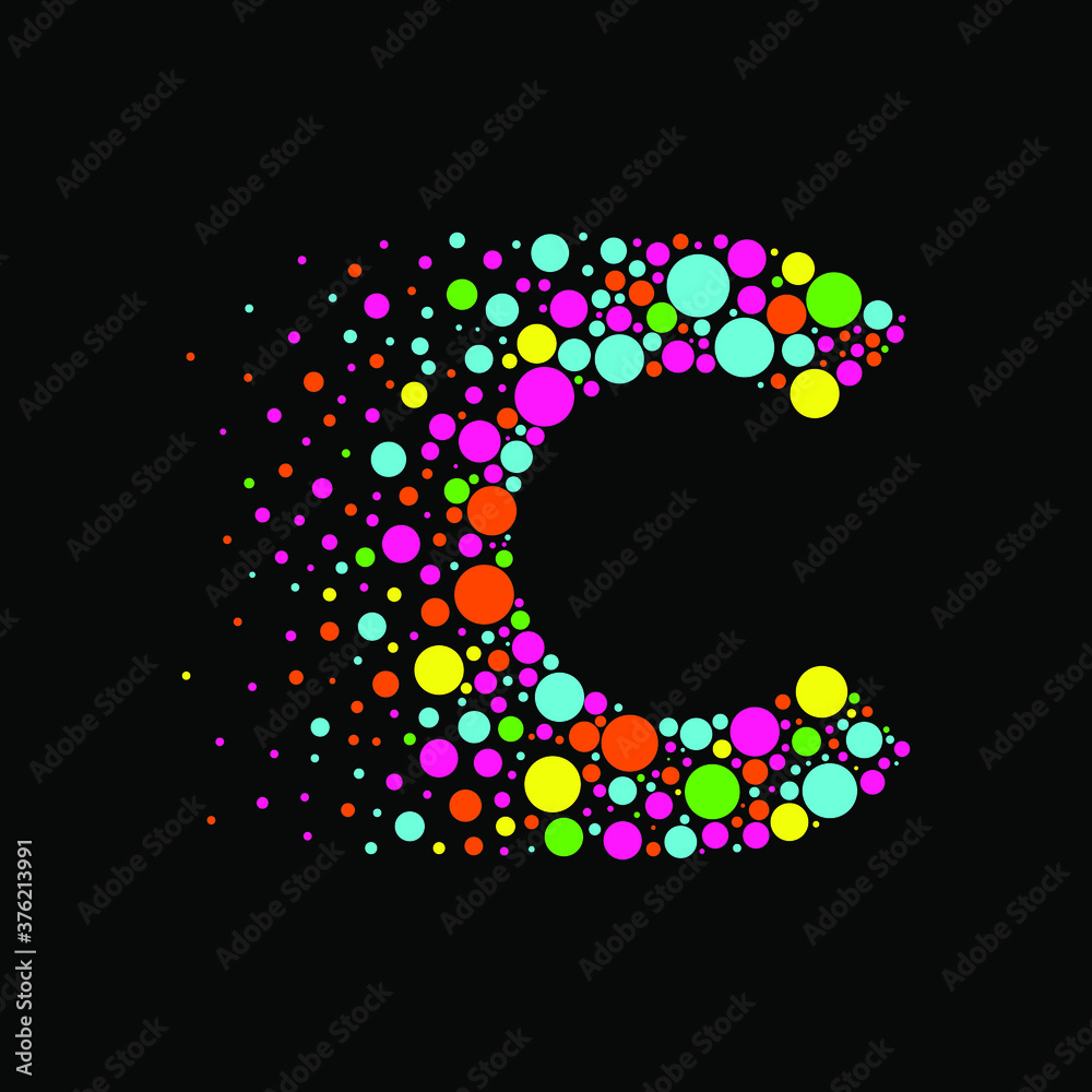 Letter C in Dispersion Effect, Scattering Circles/Bubbles,Colorful ...