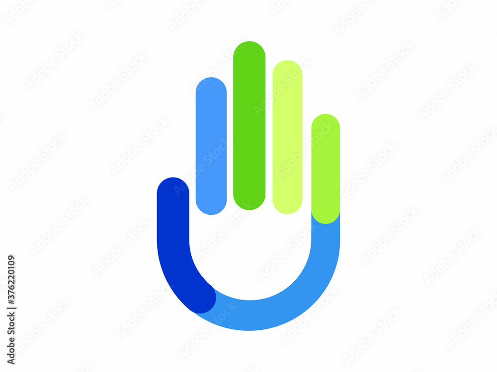 Hand stylized line logo, Hand colorful linear style logo, high five ...