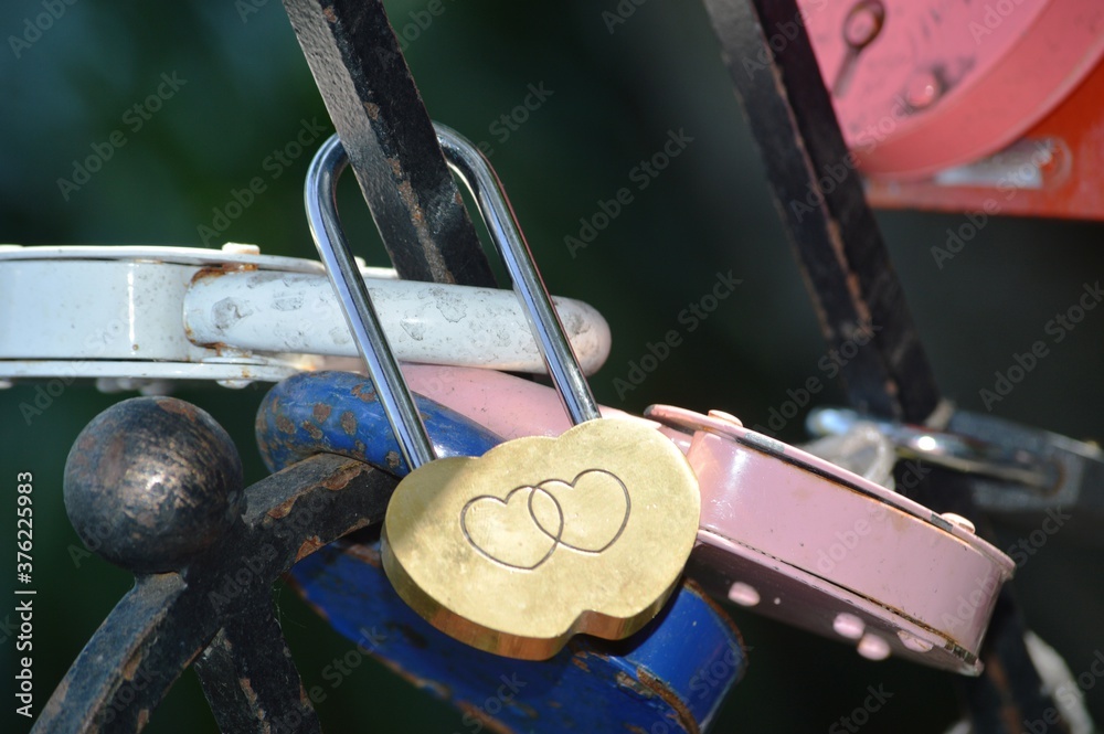Wedding locks for the wedding of the newlyweds as a symbol of family ...