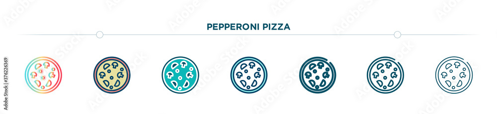 pepperoni pizza icon designed in gradient, filled, two color, thin line ...