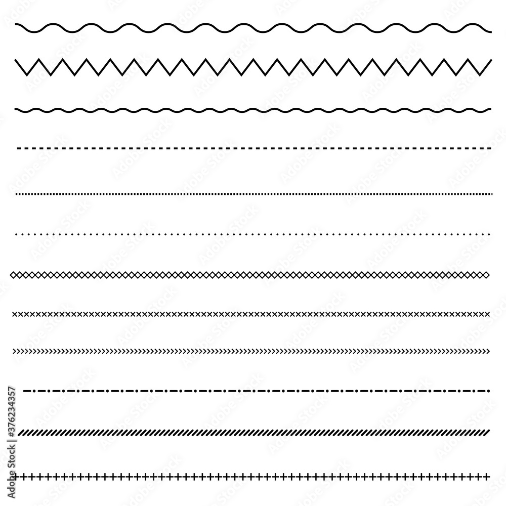 set of line on white background. dot and line patterns. line border ...
