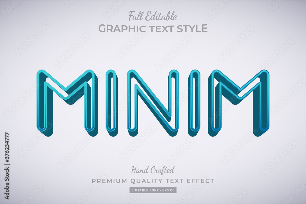 Minim 3d Text Style Effect Premium Vector Stock Vector | Adobe Stock